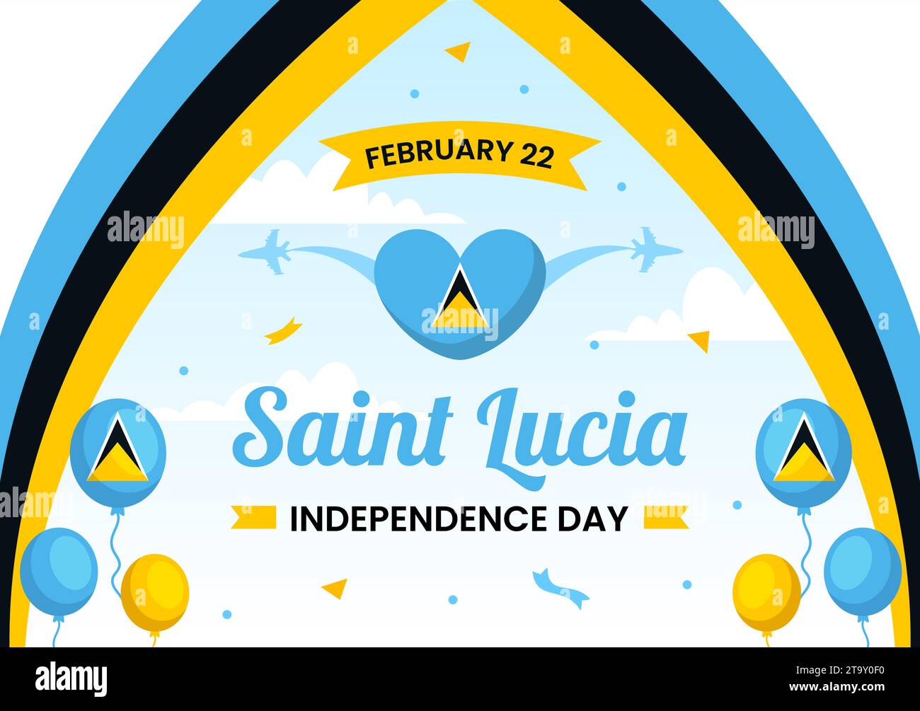 Saint Lucia Independence Day Vector Illustration on February 22 with ...