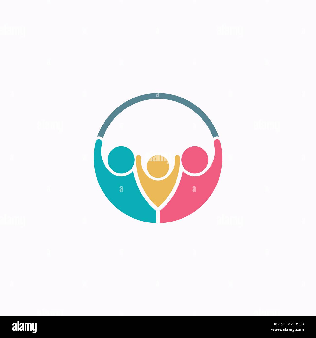 Iconic logo featuring three FAMILY persons celebrating together with ...