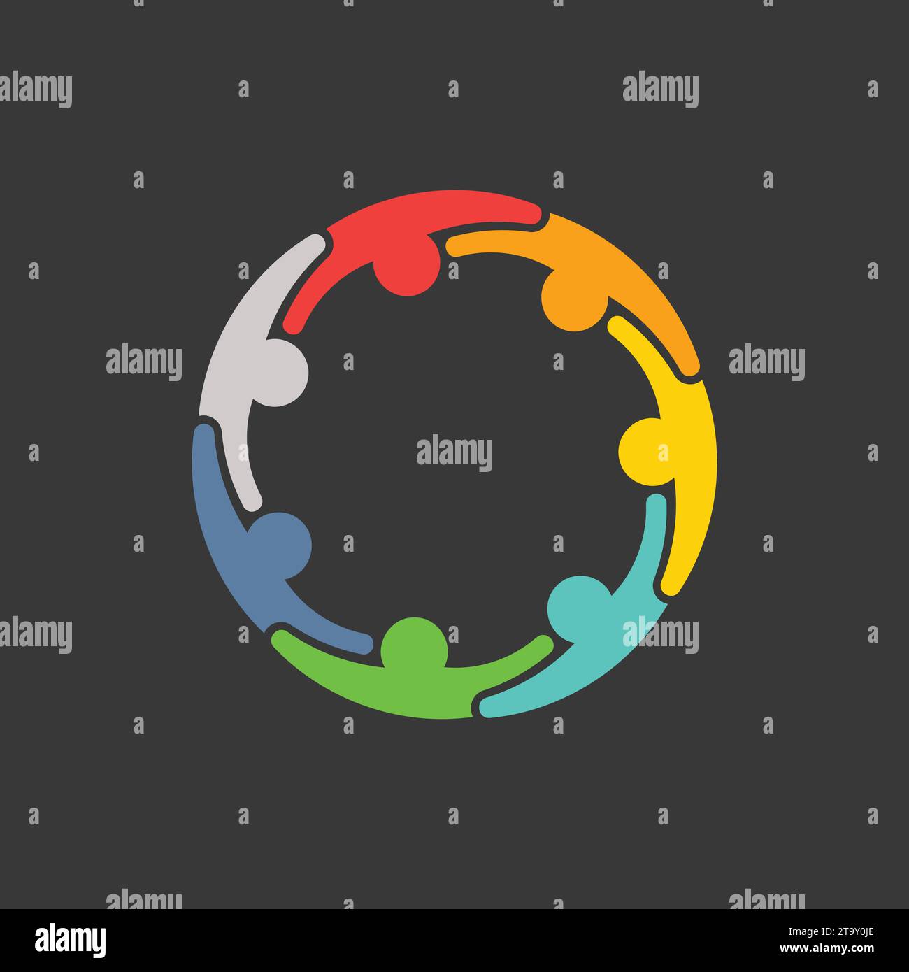 Iconic logo featuring Seven joyful persons celebrating together in a ...