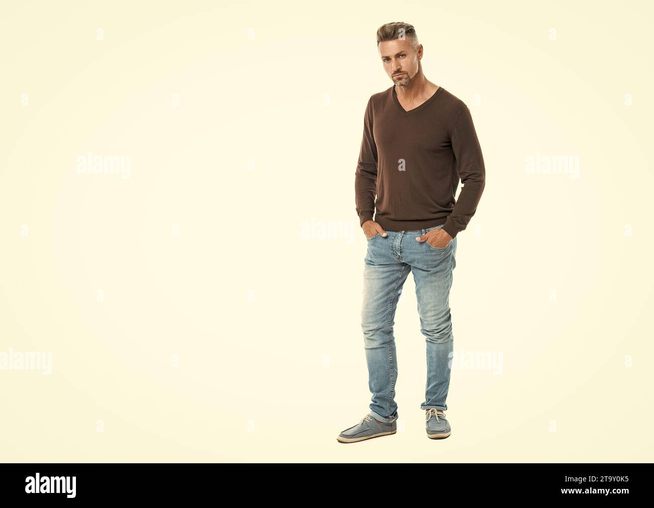 urban mature man with trendy menswear for everyday life, banner ...