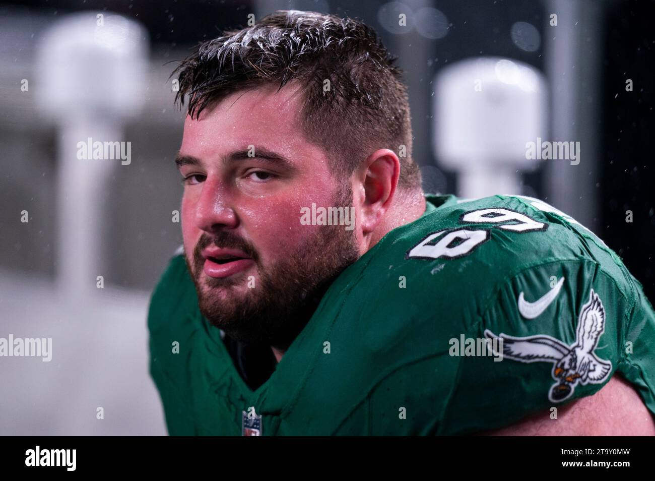 Philadelphia Eagles guard Landon Dickerson (69) looks on during the NFL ...