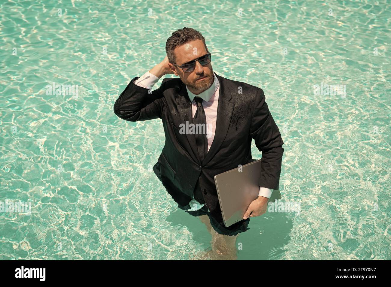 successful business man working remote online. business man working ...