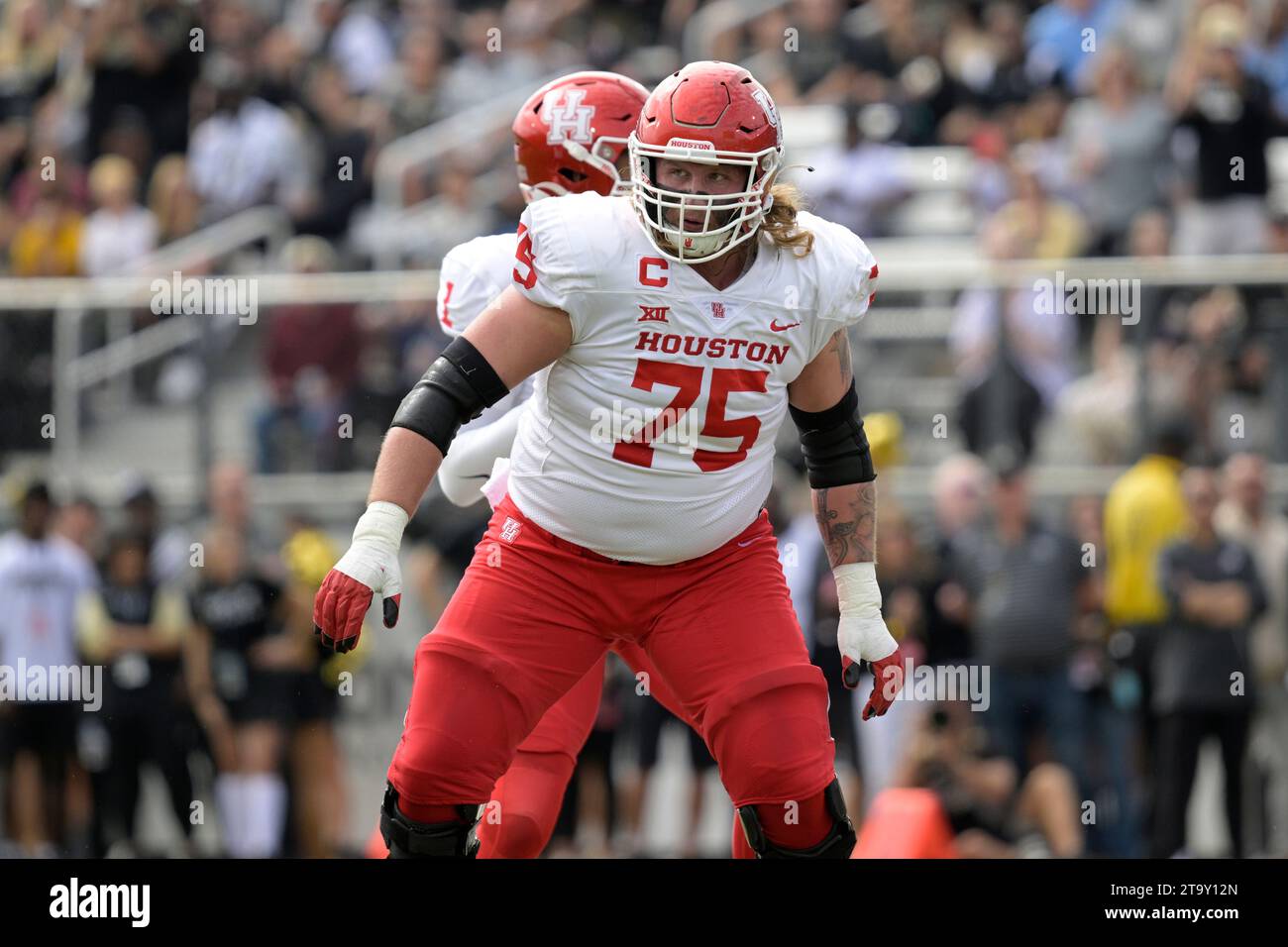 Houston offensive lineman Jack Freeman (75) blocks during the first ...