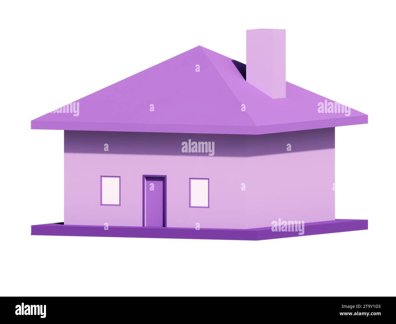 Image of 3D Model Rendering of a Minimalist Purple Box House Stock ...