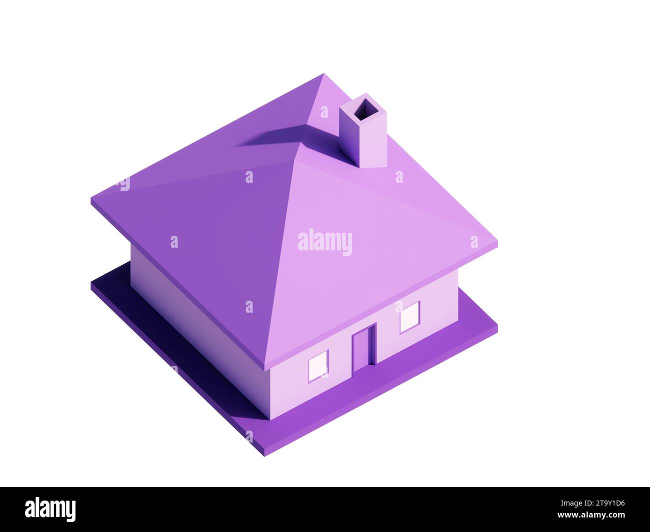 Image of 3D Model Rendering of a Minimalist Purple Box House Stock ...
