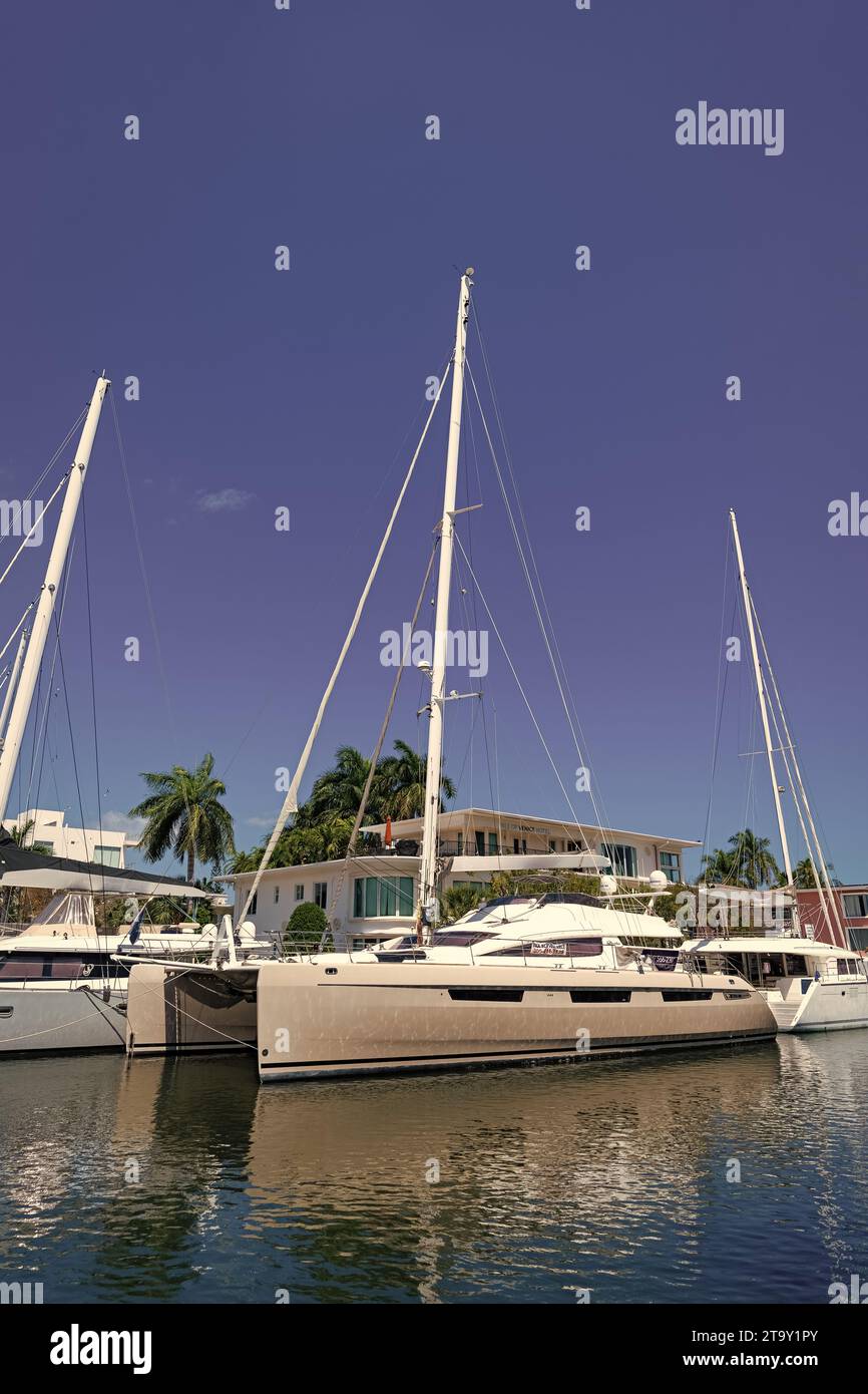Miami, Florida USA - March 25, 2023: summer sailing boat catamaran in ...