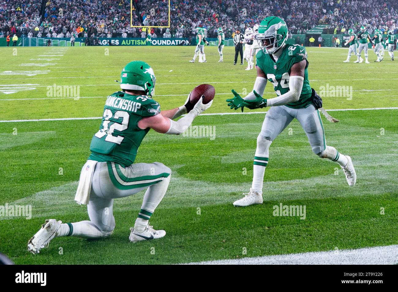 Philadelphia Eagles safety Reed Blankenship (32) hands back the ...