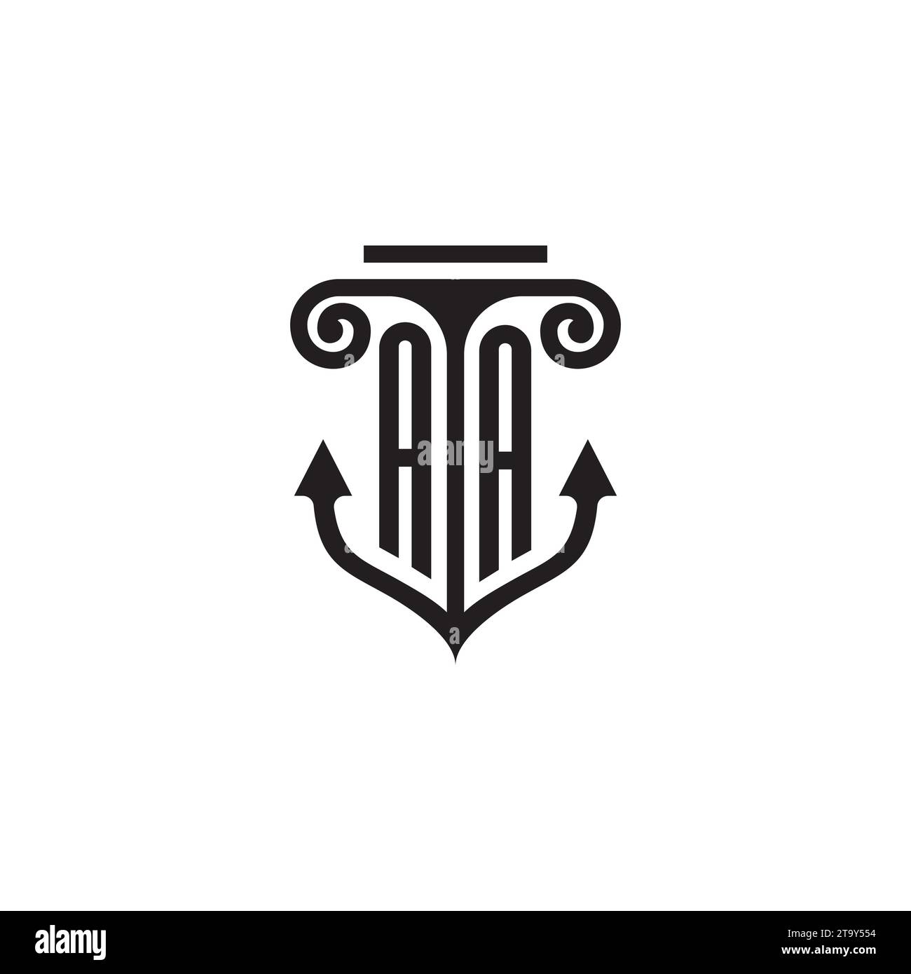 AA pillar and anchor combination concept logo in high quality design ...