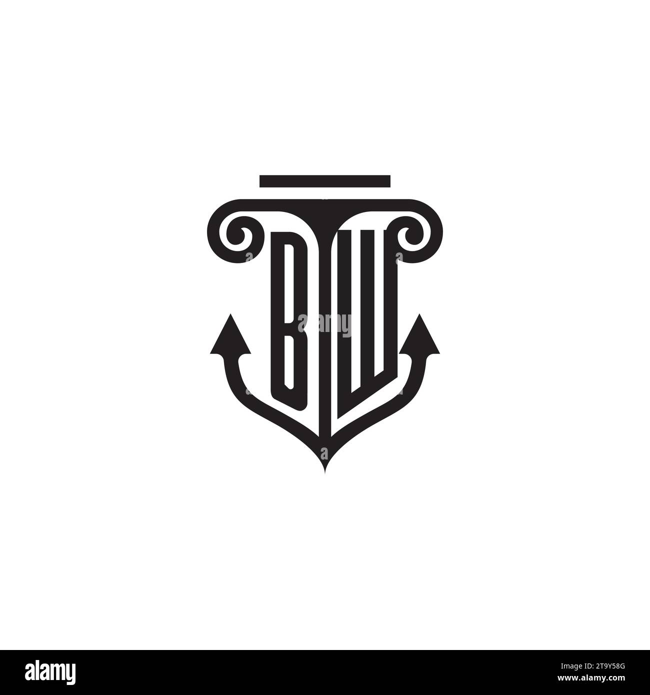 BW pillar and anchor combination concept logo in high quality design ...