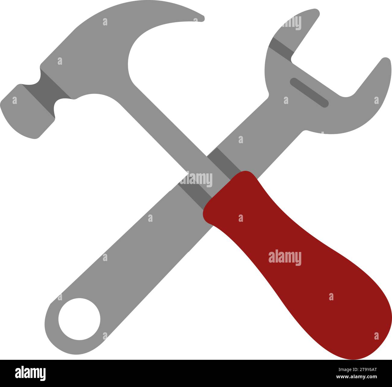 Vector icon illustration of crossed hammer and spanner (carpentry tools , construction tools ...