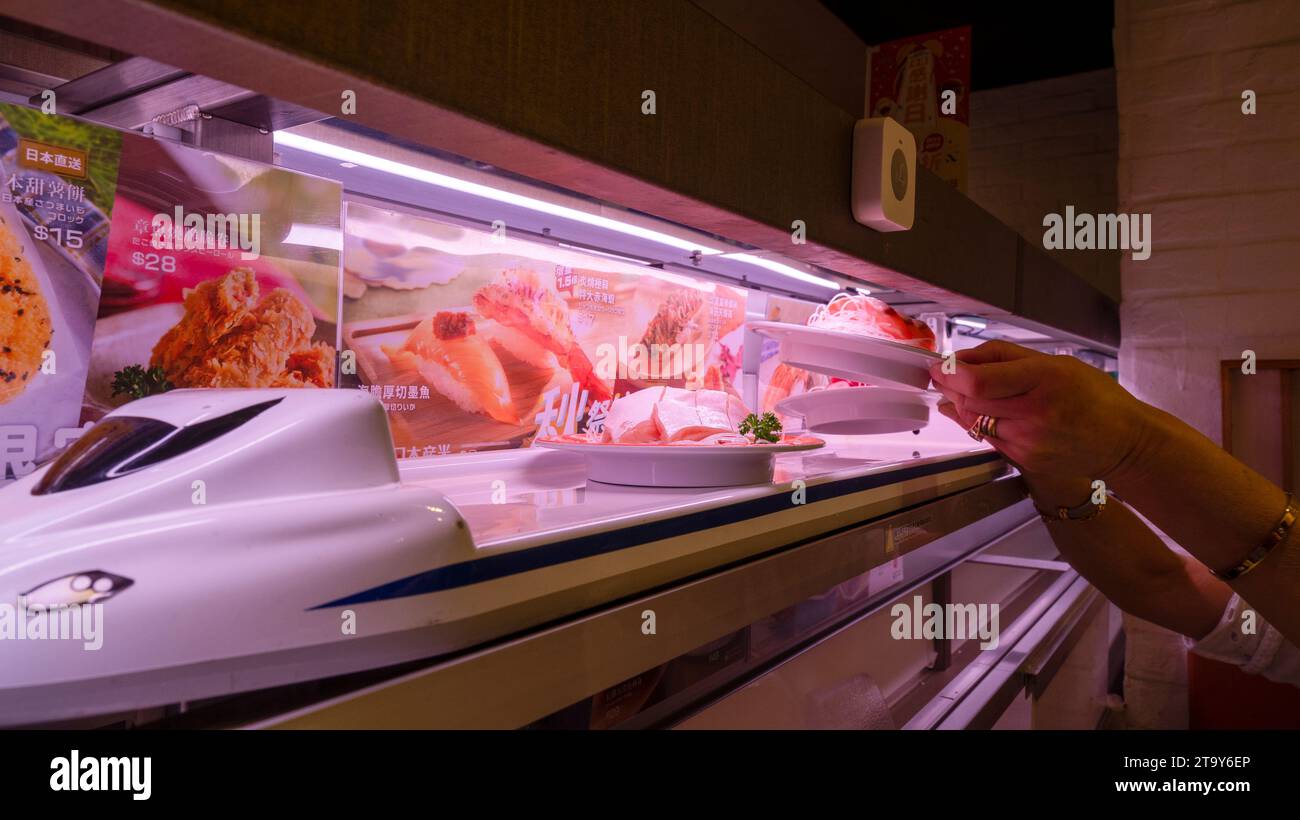 Automated Japanese Sushi restaurant, Hong Kong, China Stock Photo - Alamy