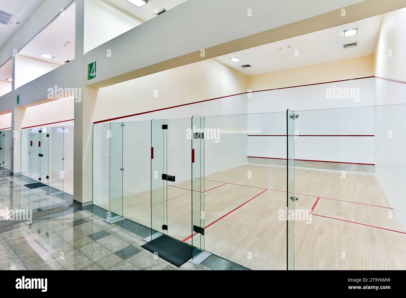 Bangkok, Thailand - February 10, 2015: Interior view of squash courts ...