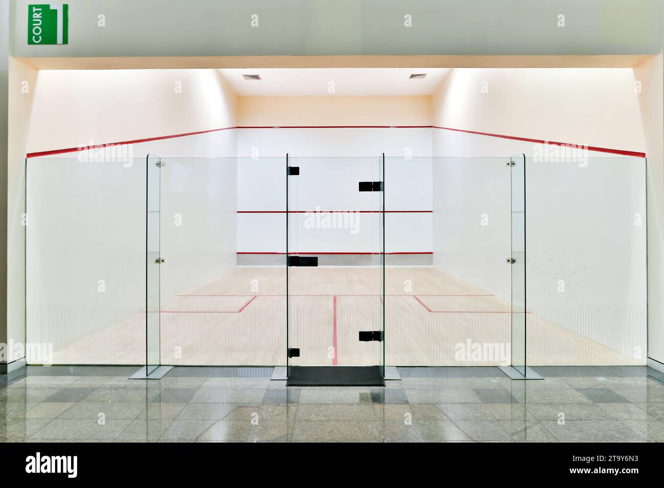 Bangkok, Thailand - February 10, 2015: Interior view of squash courts ...