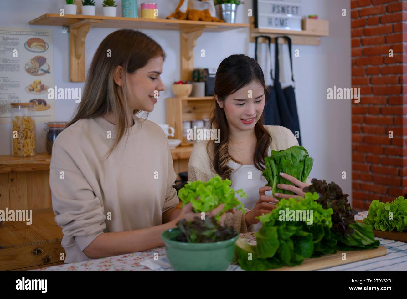 Pretty woman is livestreaming for sell healthy food. Vlogging and ...