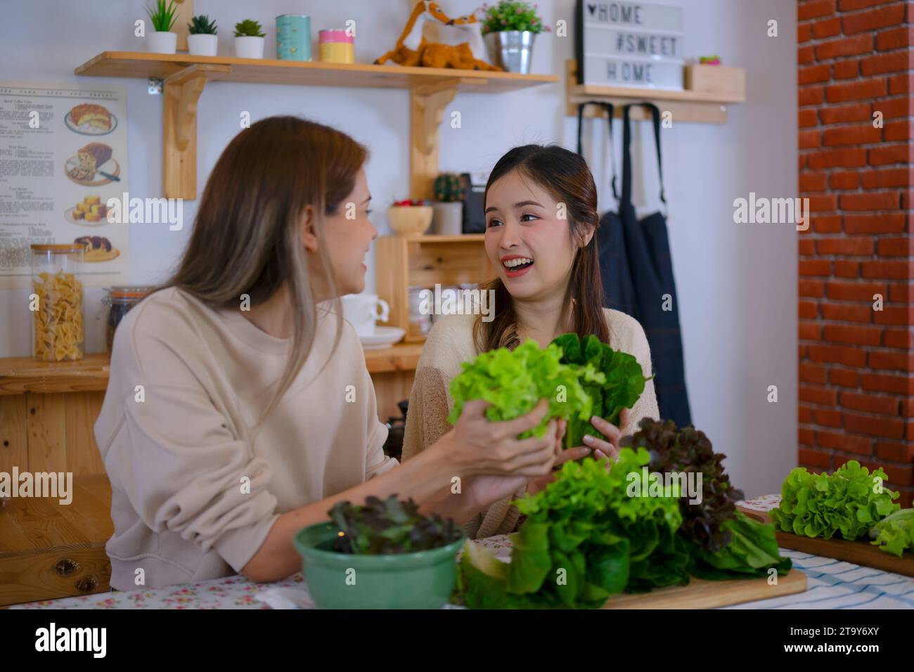 Pretty woman is livestreaming for sell healthy food. Vlogging and ...