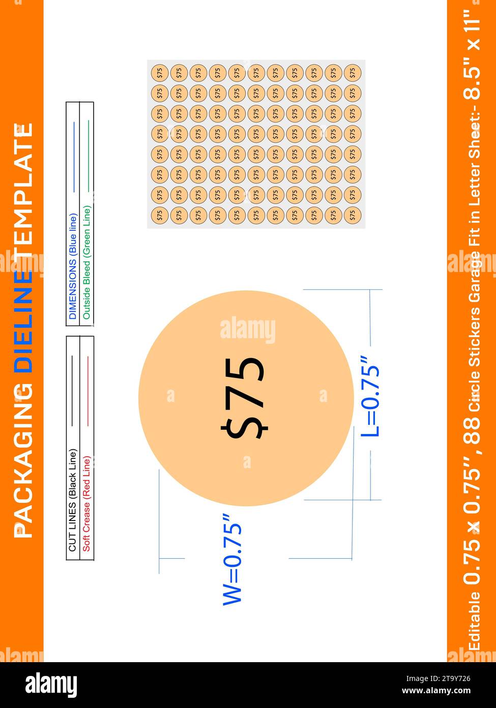 Circle $75 price stickers garage sale labels fit in letter sheet ...