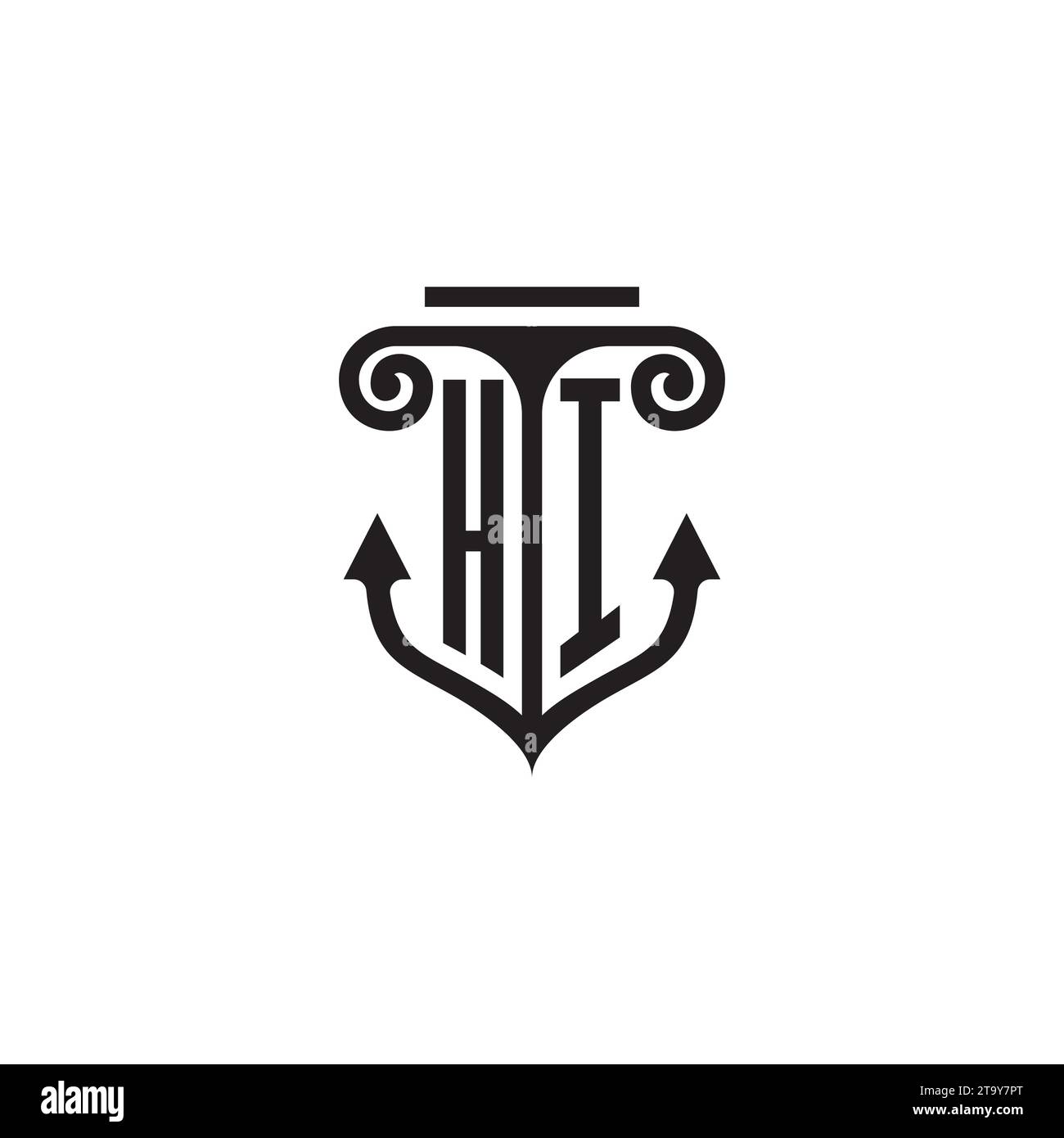 HI pillar and anchor combination concept logo in high quality design ...