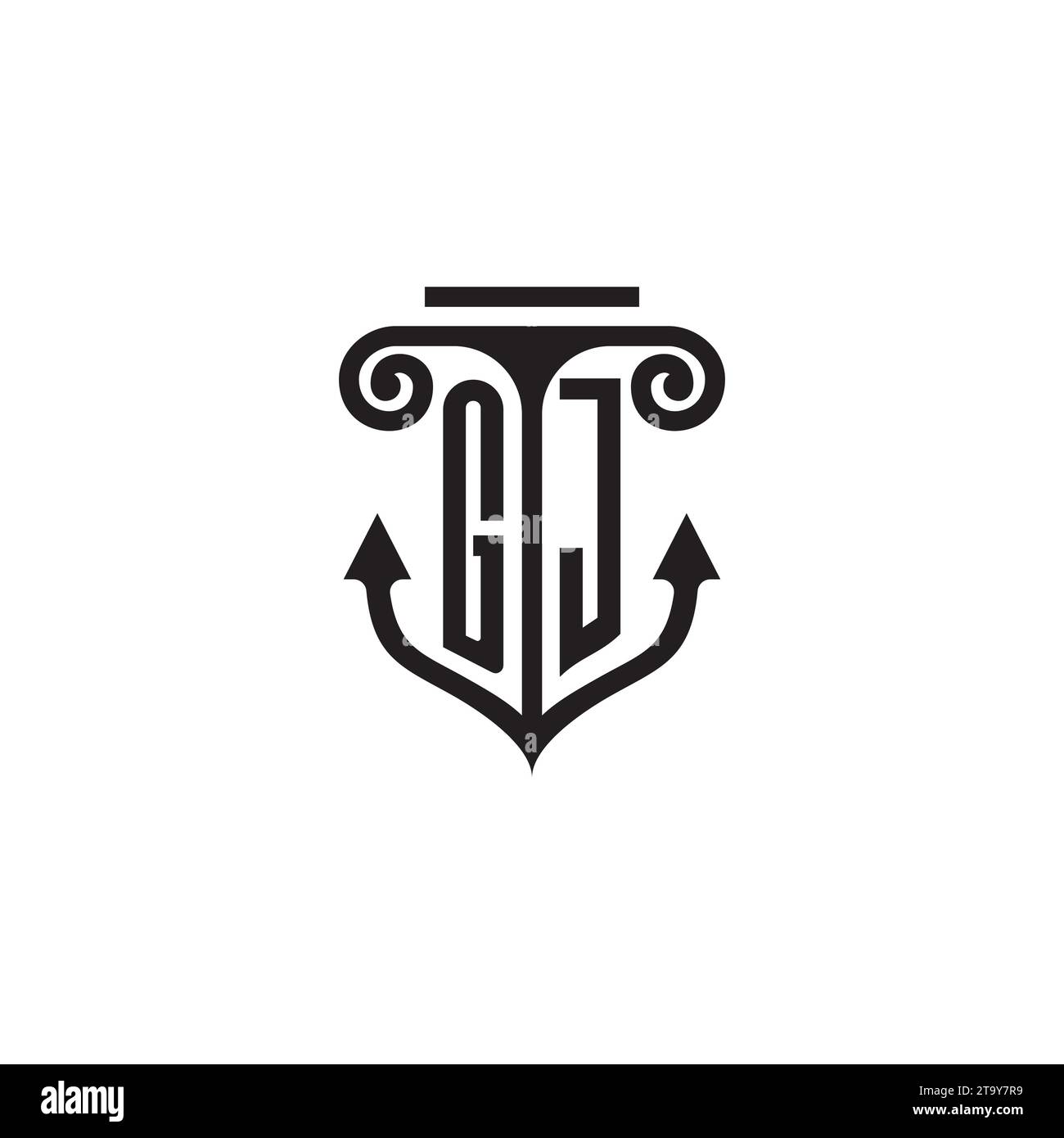 GJ pillar and anchor combination concept logo in high quality design ...