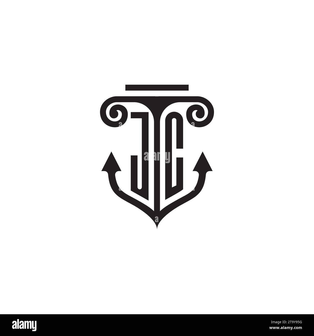 JC pillar and anchor combination concept logo in high quality design ...
