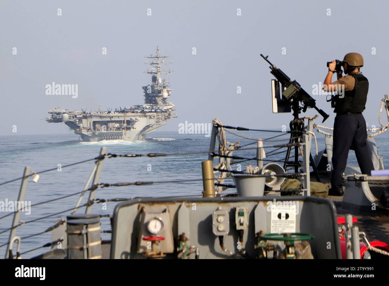 The aircraft carrier USS Dwight D. Eisenhower and other warships ...
