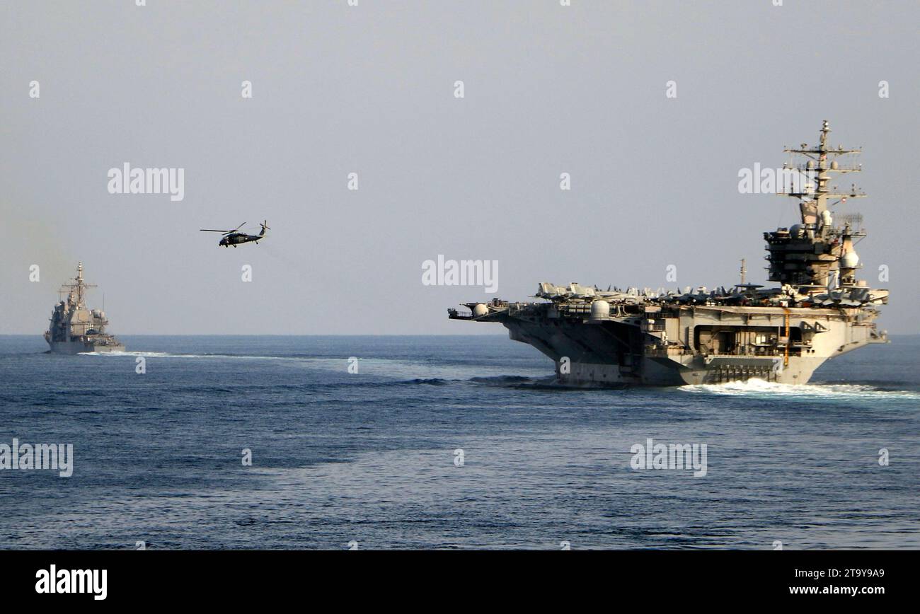 The aircraft carrier USS Dwight D. Eisenhower and other warships ...