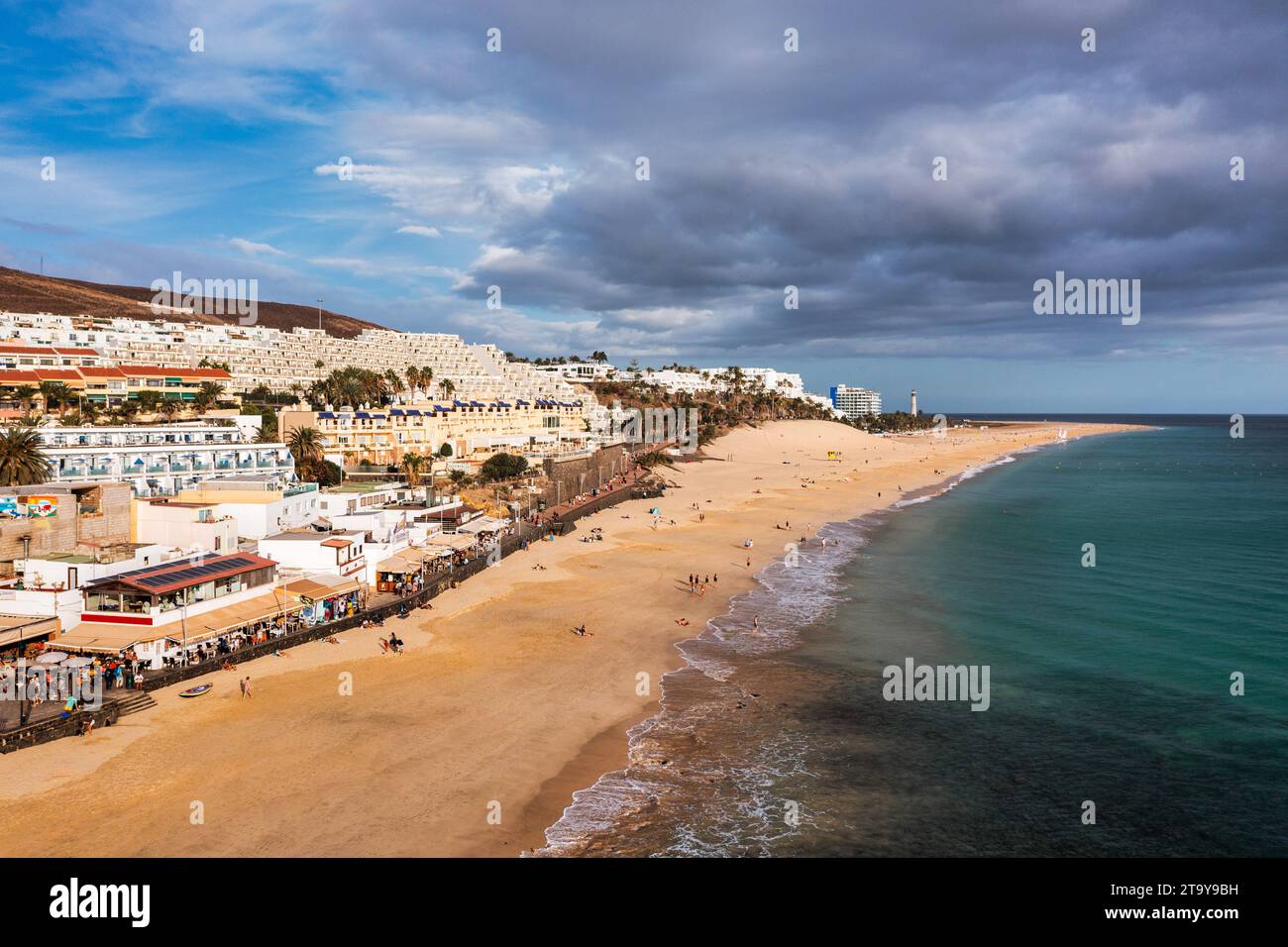 Aerial view of beach in Morro del Jable town (Morro Jable beach) on ...