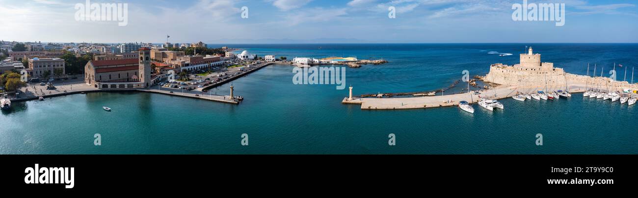 Mandraki port with deers statue, where The Colossus was standing and ...