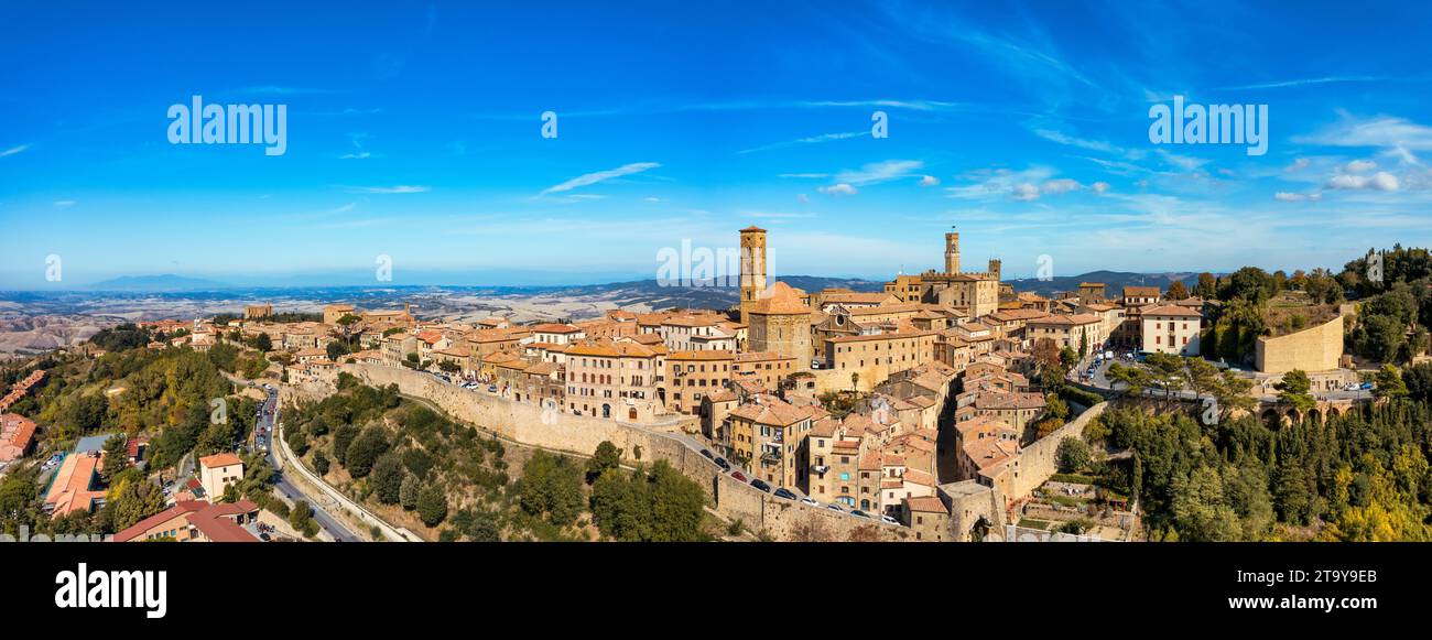 Tuscany, Volterra town skyline, church and panorama view. Maremma ...