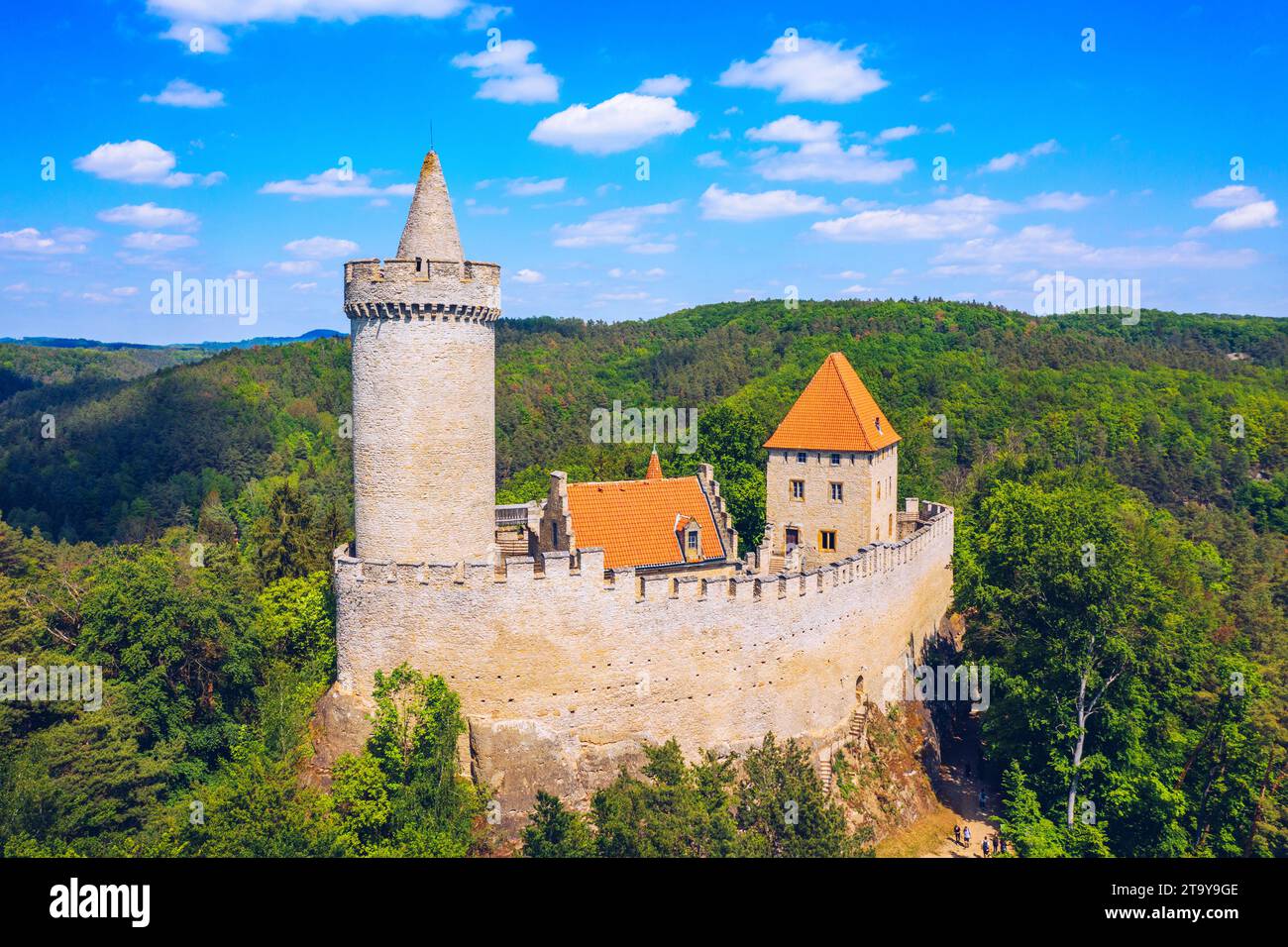 Aerial view of medieval castle Kokorin nearby Prague in Czechia ...