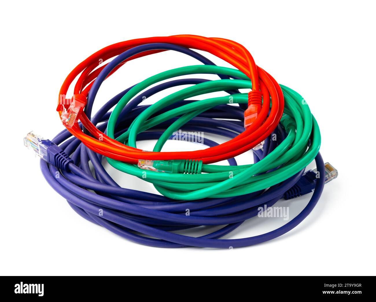 Colorful network cables switch on white background Stock Photo - Alamy