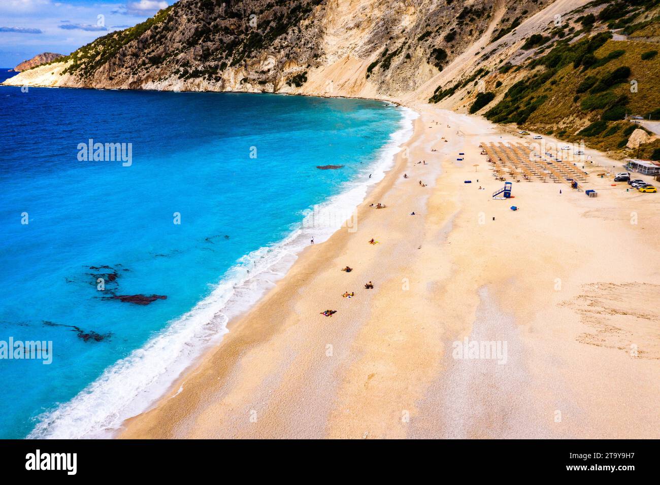 Aerial drone view of iconic turquoise and sapphire bay and beach of ...