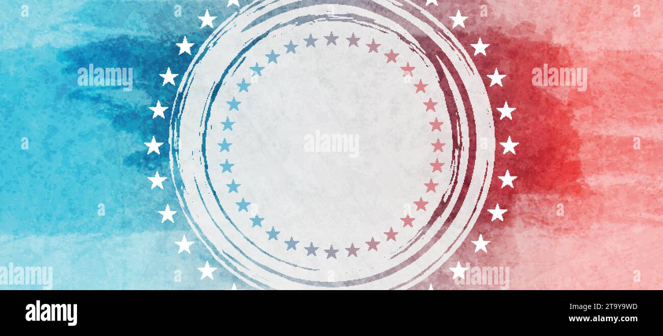 USA colors, stars and round stripes abstract grunge banner design ...