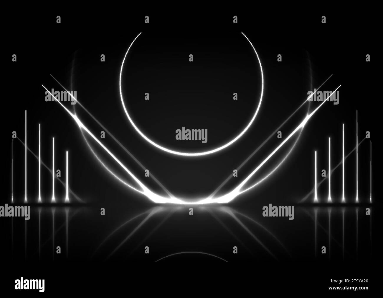 Grey neon lines and circles abstract technology background. Futuristic ...