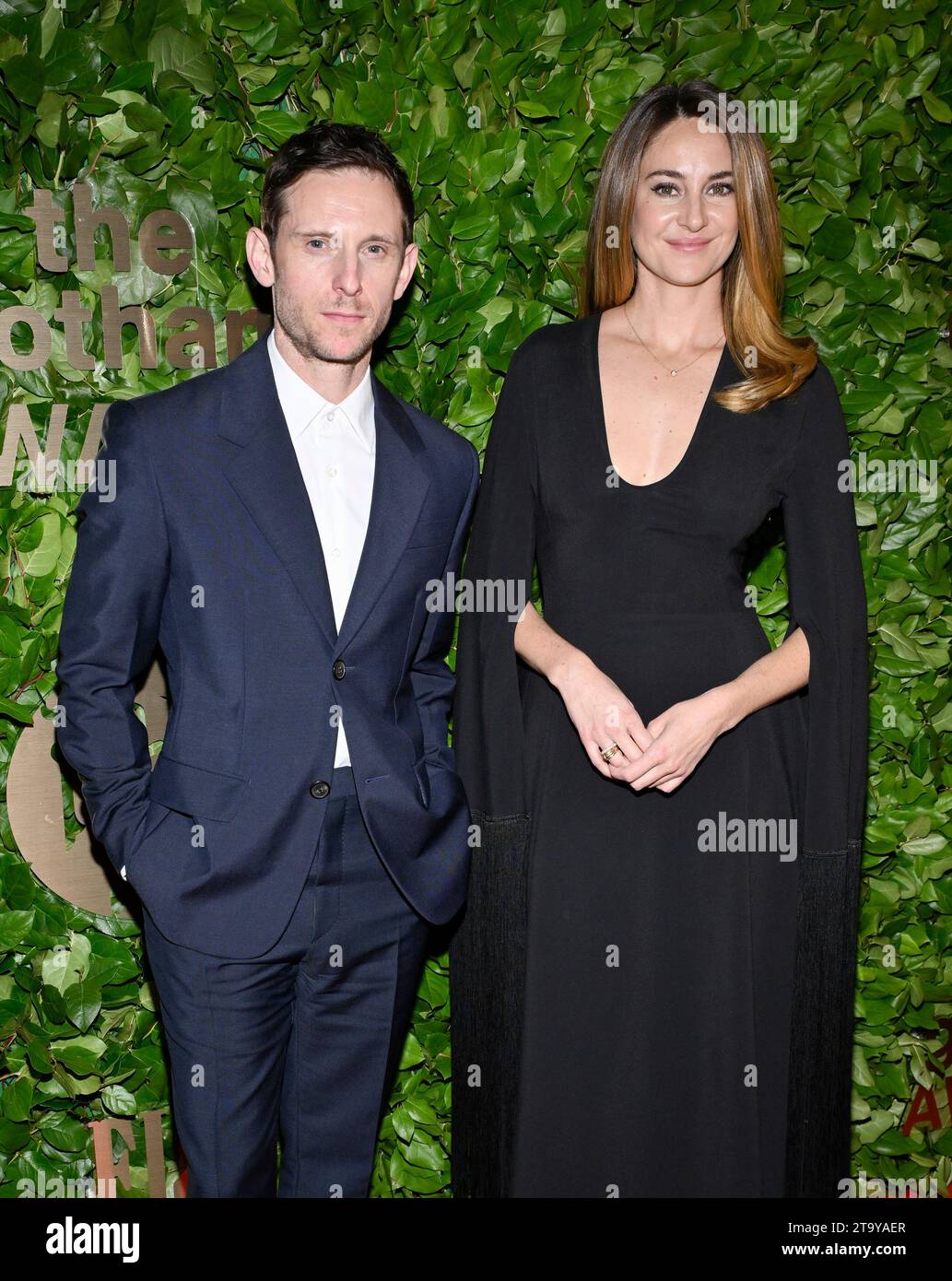 Jamie Bell, left, and Shailene Woodley pose in the winner's room at the ...
