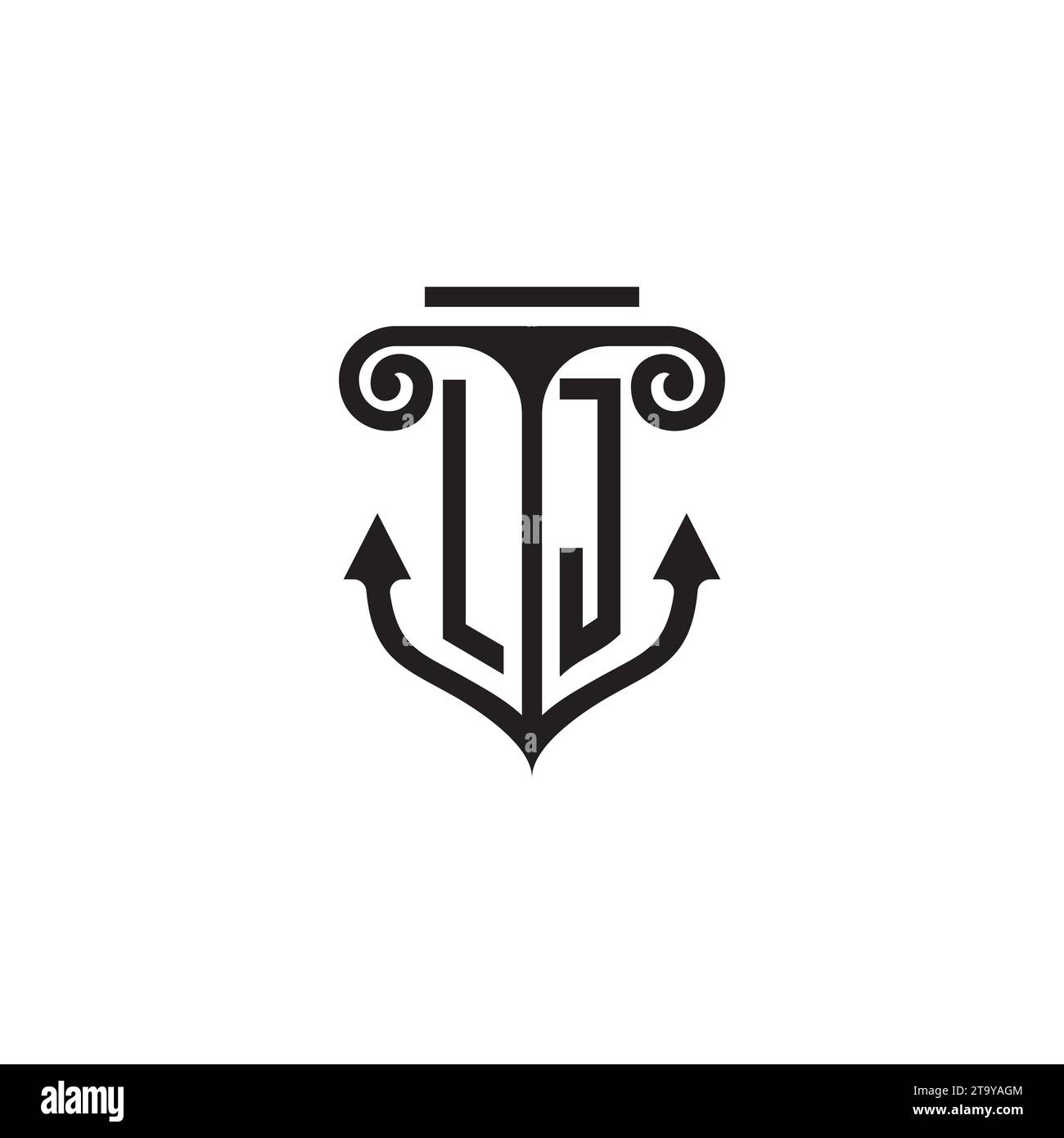 LJ pillar and anchor combination concept logo in high quality design ...