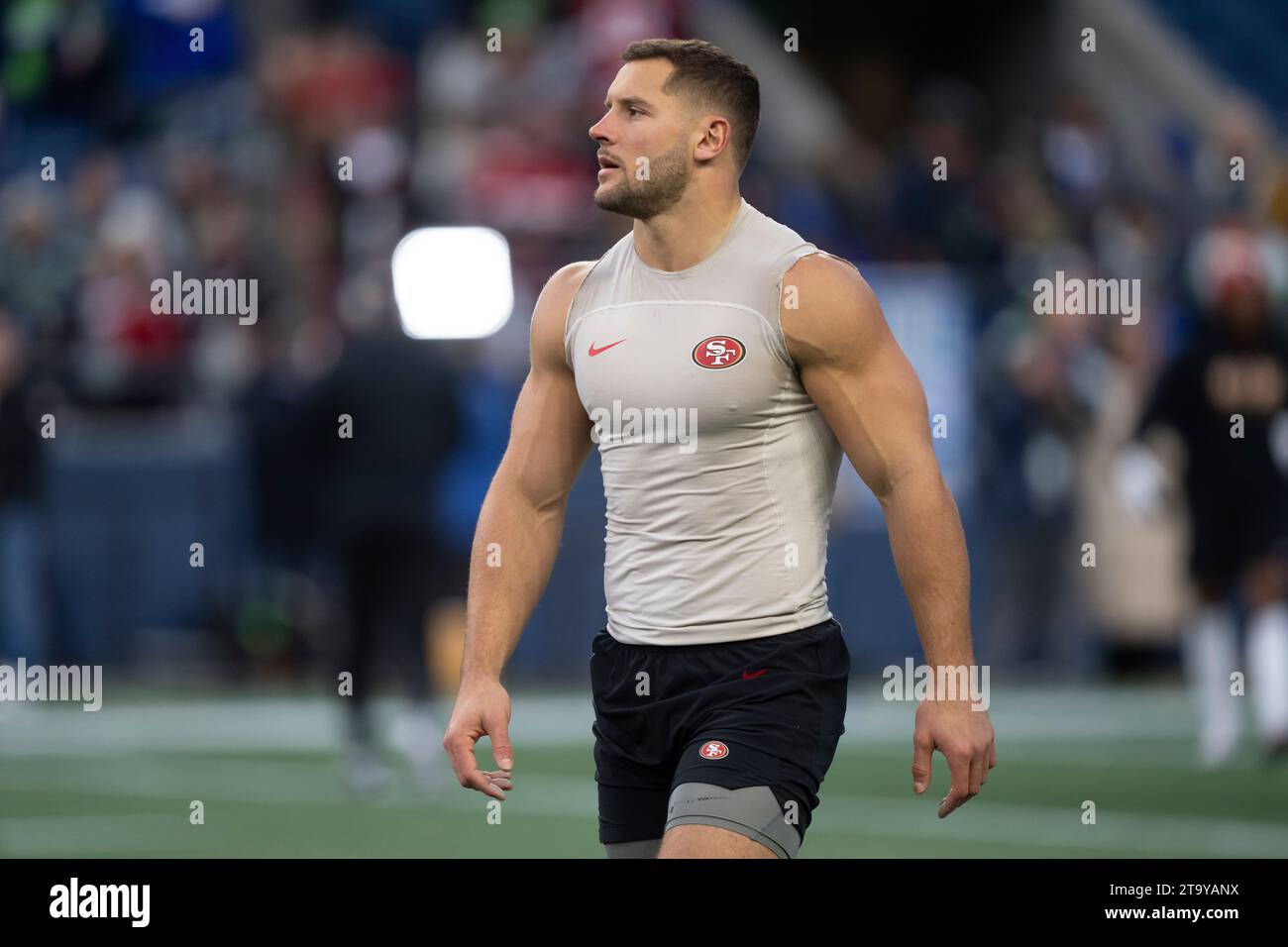 San Francisco 49ers defensive lineman Nick Bosa is pictured before an ...