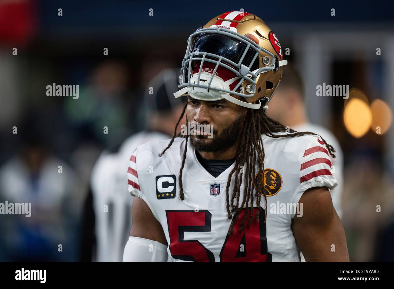 San Francisco 49ers linebacker Fred Warner is pictured before an NFL ...