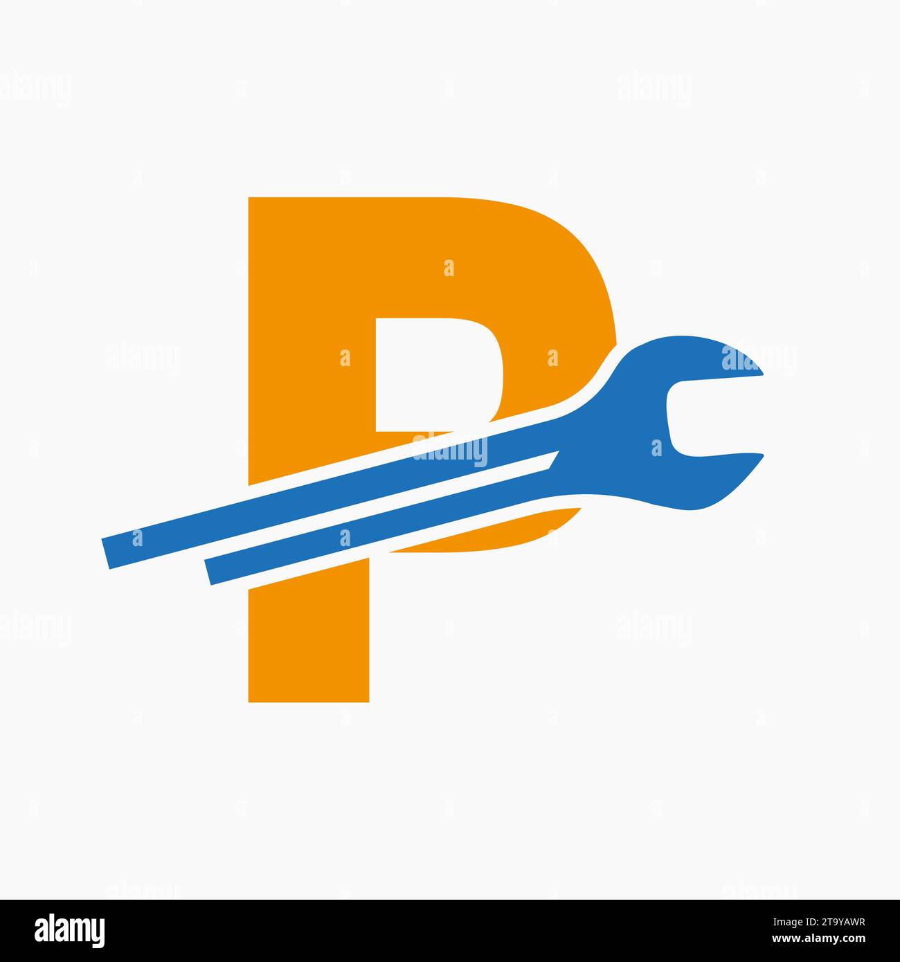 Wrench Logo On Letter P With Engineering Symbol. Technician Logotype ...