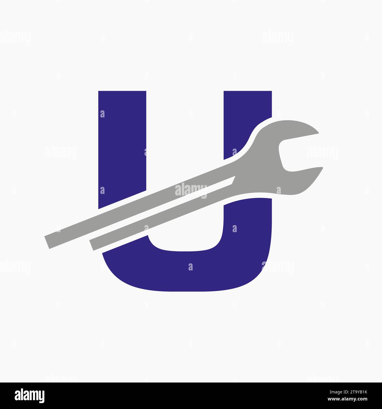 Wrench Logo On Letter U With Engineering Symbol. Technician Logotype ...