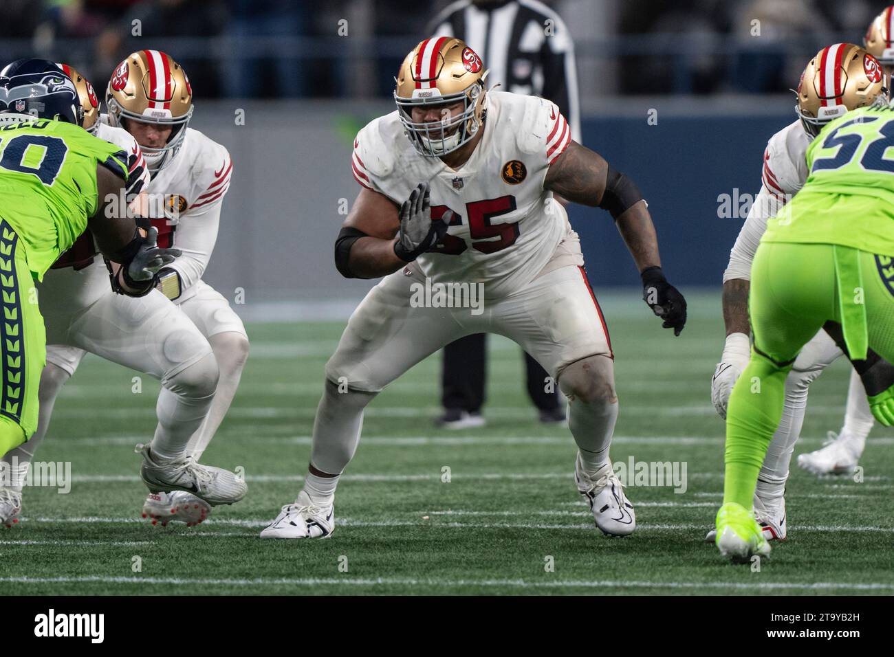 San Francisco 49ers offensive lineman Aaron Banks is pictured during an ...