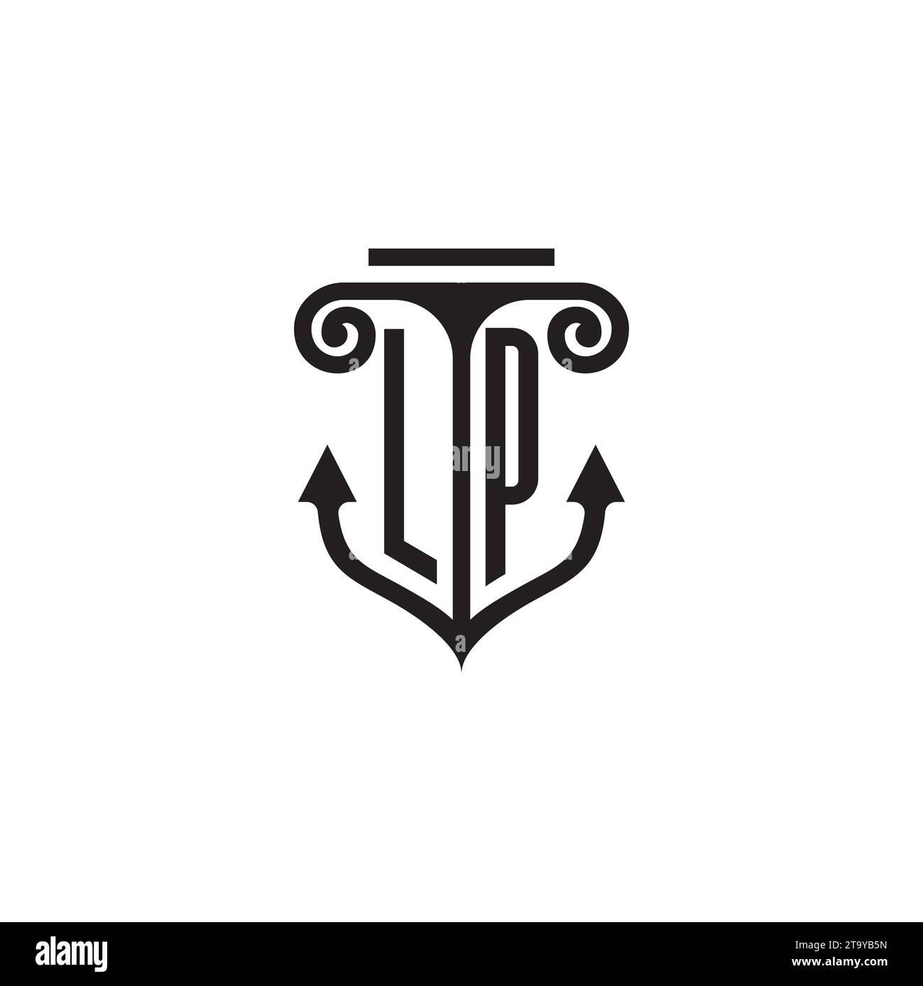 LP pillar and anchor combination concept logo in high quality design ...