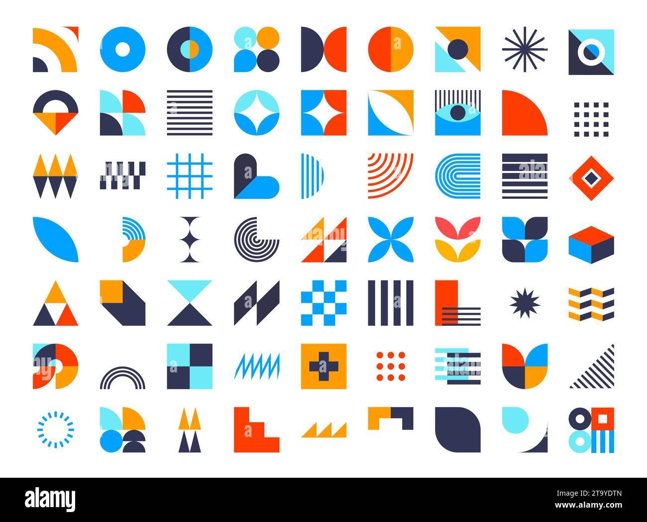 Bauhaus geometric elements, abstract shapes and modern forms vector set ...