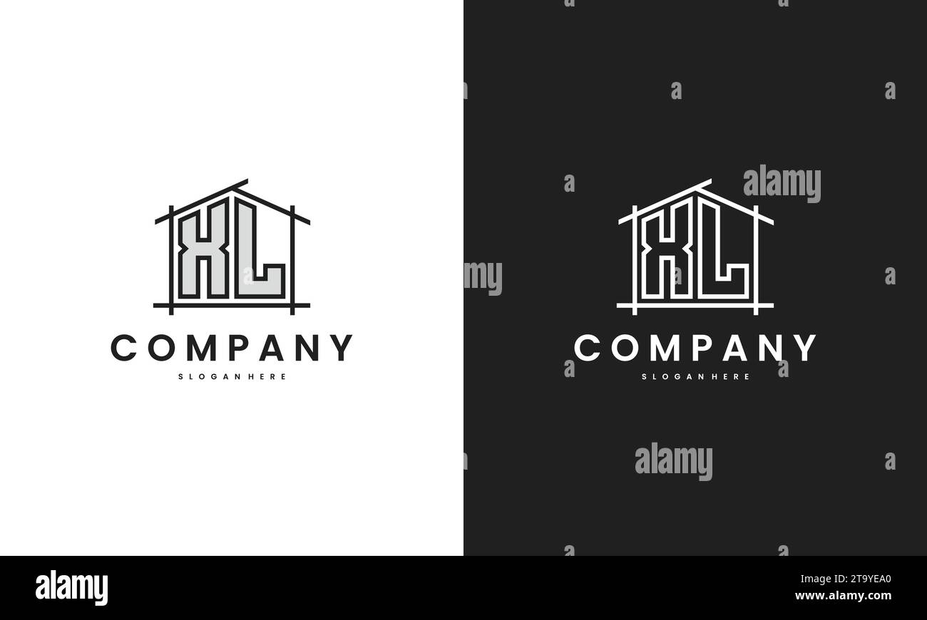 Initial XL home logo with creative house element in line art style ...