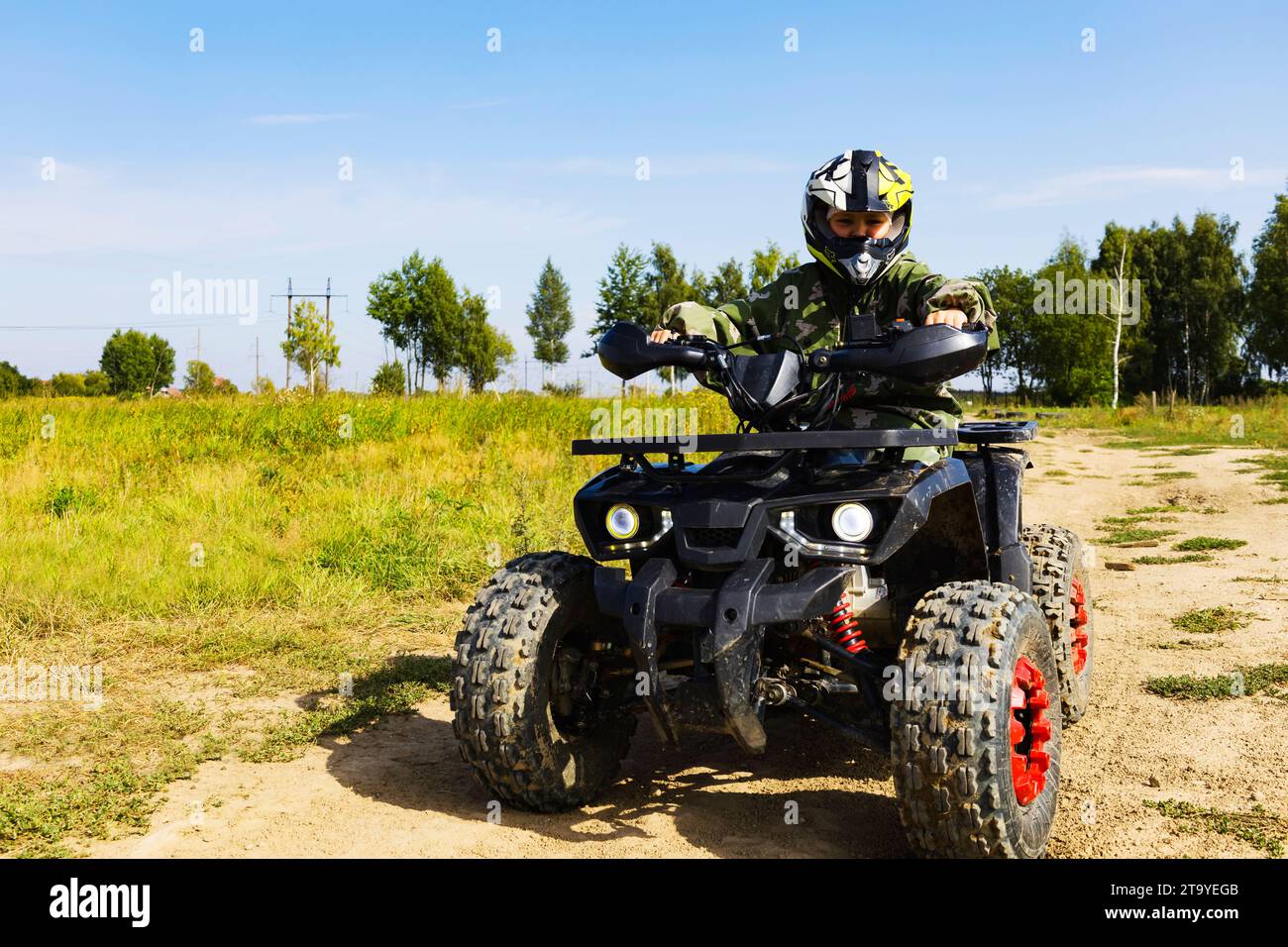 A kind of ATV in nature. Off-road driving on an all-terrain vehicle ...