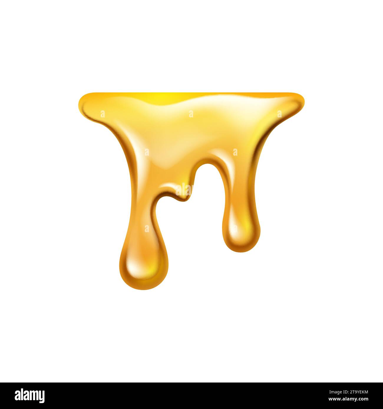 Honey or maple syrup liquid dripping, isolated realistic sweet yellow ...