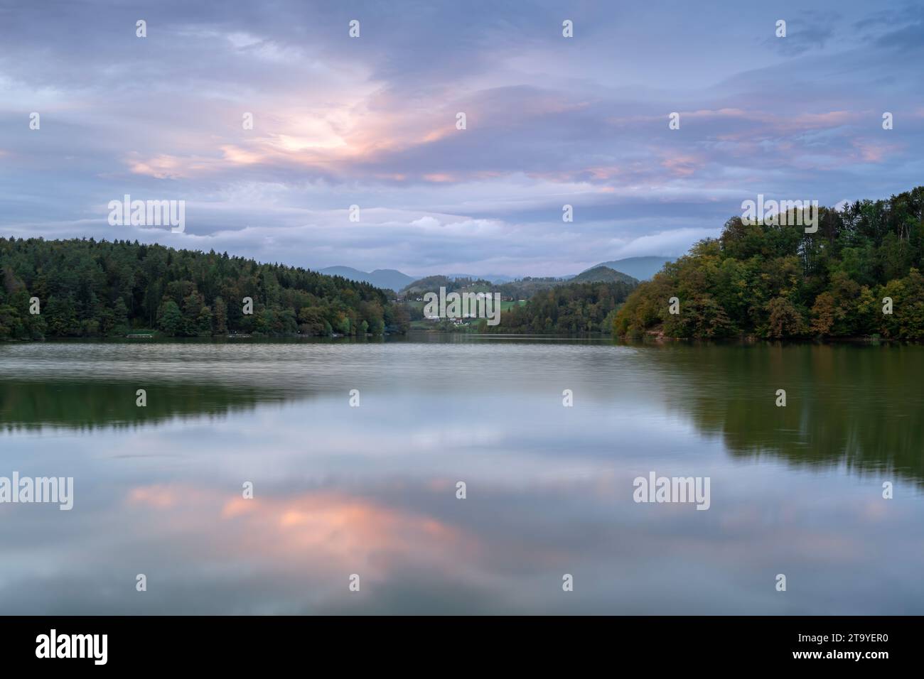 Magic sunset at a lake Stock Photo - Alamy