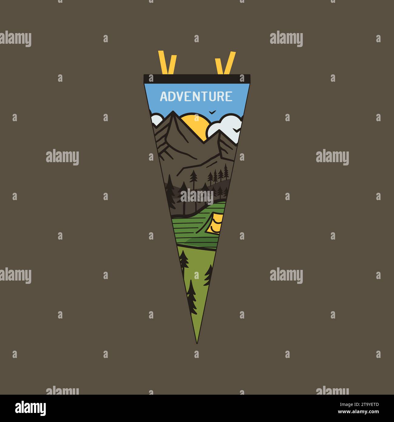 Adventure pennant. Camping Pennant flag design. Vintage outdoor ...