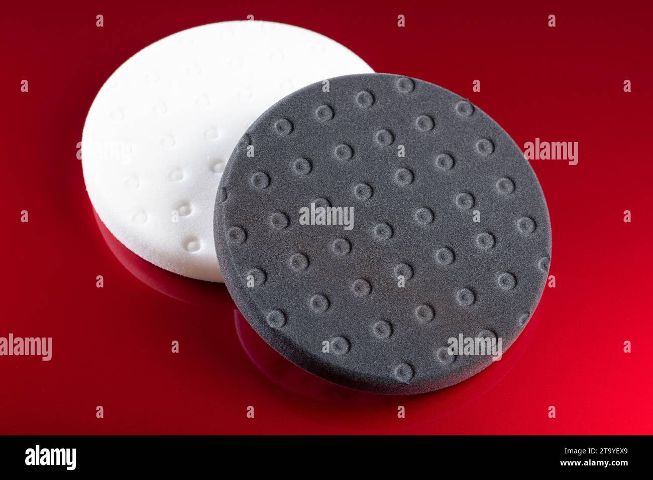 Foam polishing disc for DA polisher. Car detailing concept Stock Photo ...