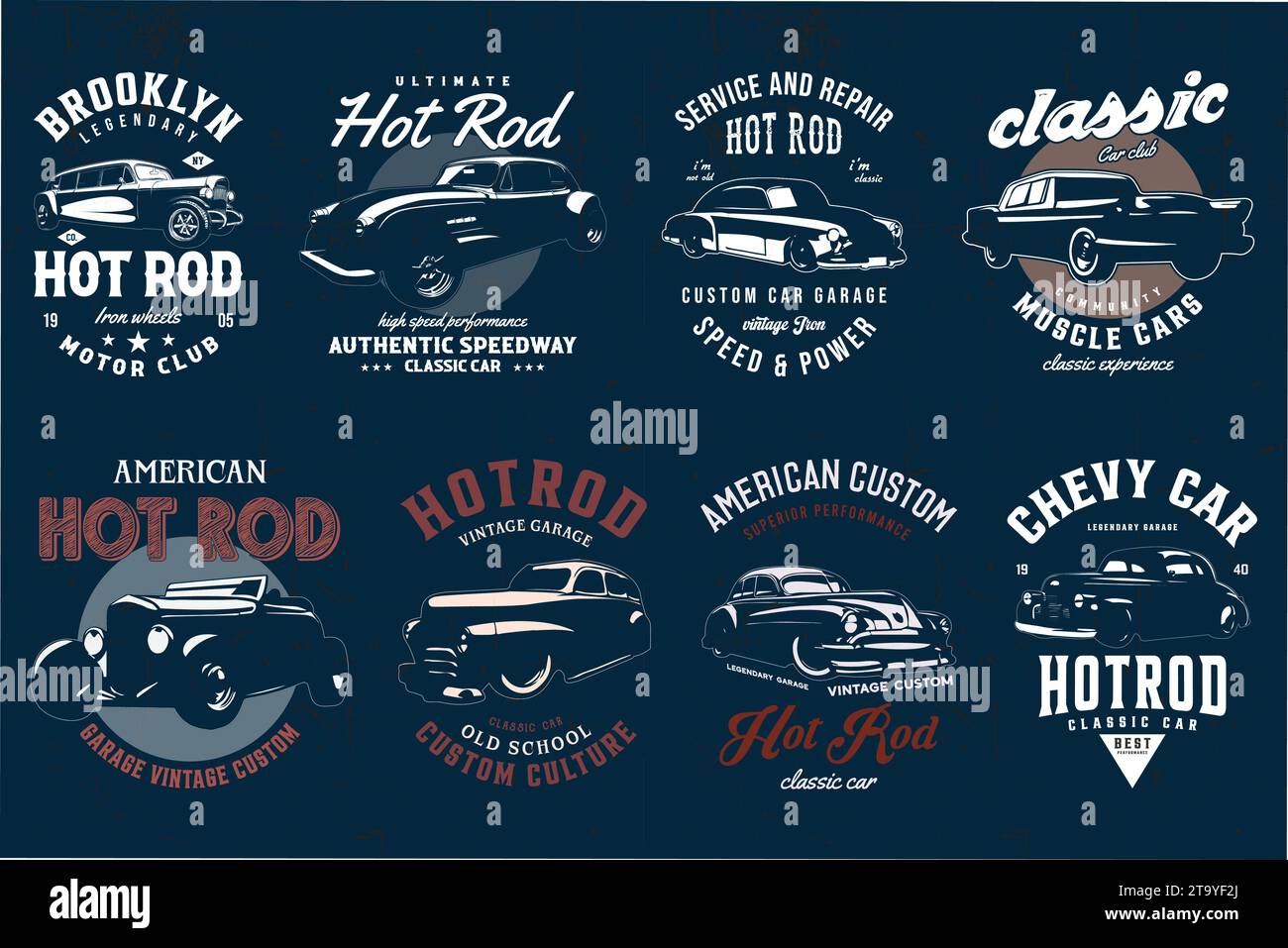 Hotrod Car T Shirt Designs Bundle American Classic Cars T Shirt Vector