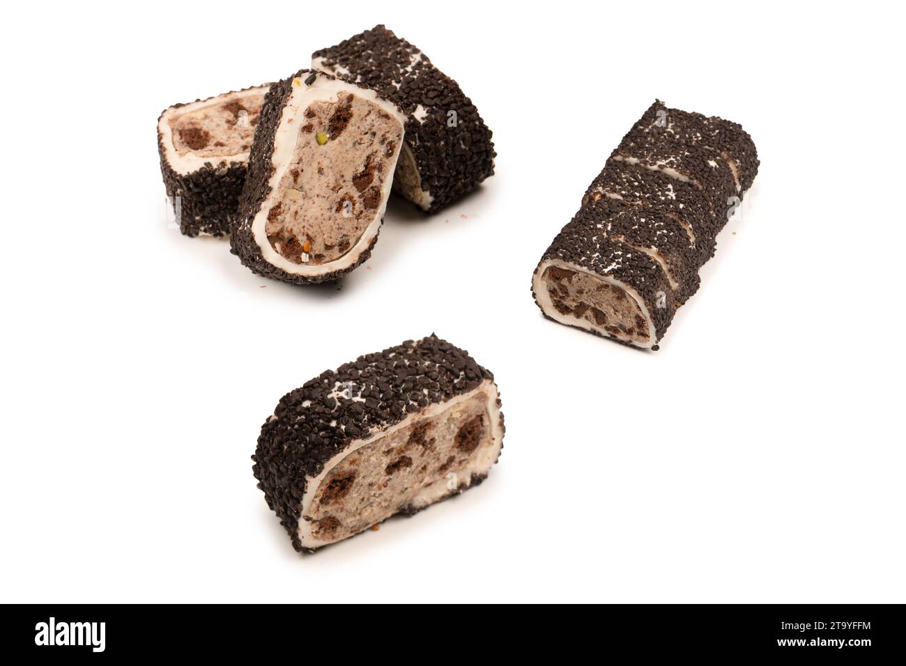 Sweet roll with chocolate and nuts, turkish sweets. Turkish rahat ...